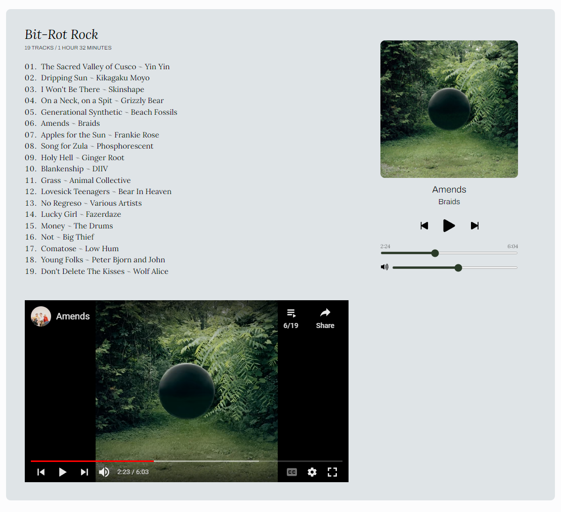 Create a music player with the YouTube iframe API